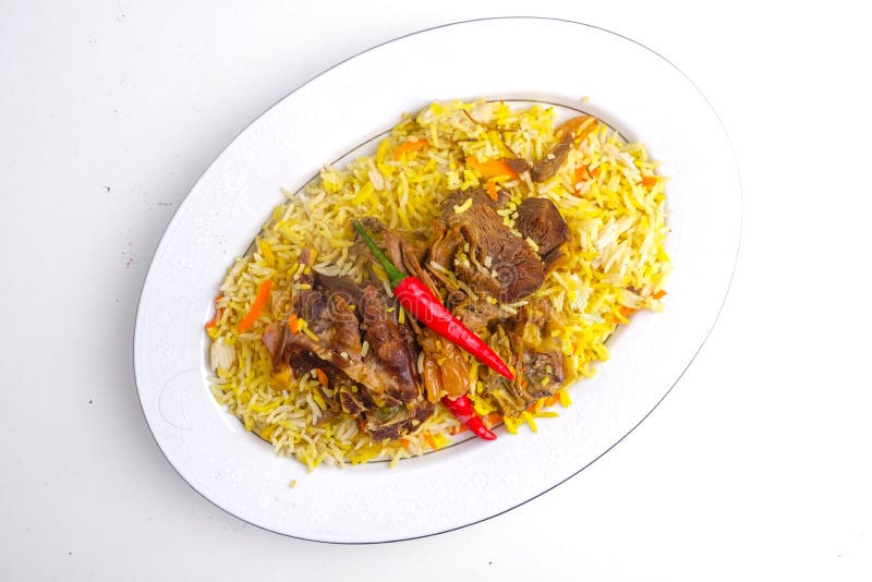 Set of Mandy Lamb Rice on the Table. Stock Image - Image of kabsa ...