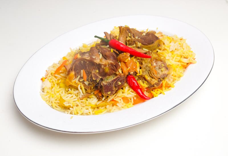 Set of Mandy Lamb Rice on the Table. Stock Image - Image of arabic ...