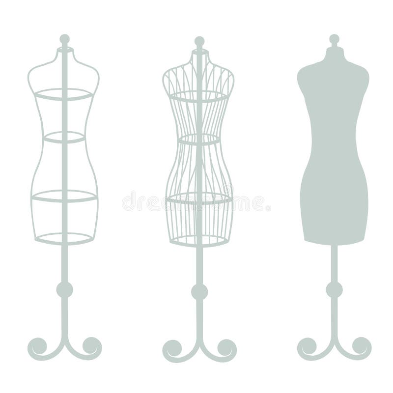Vintage Fashion Mannequins, Vector Set Stock Vector - Illustration of ...