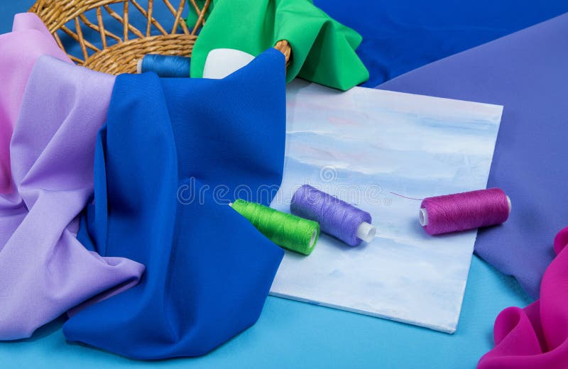 Set for Manual Work from Fabrics, Threads Stock Photo - Image of chalk ...