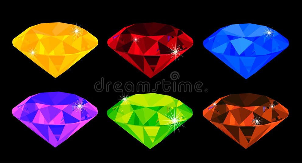 Set of many-coloured gems stock vector. Illustration of group - 12713215