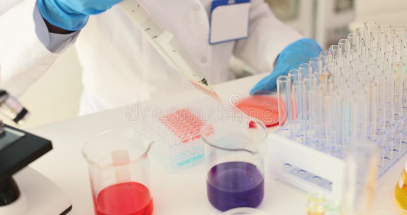 Set of Many Sample Containers with Red Liquid Stock Video - Video of ...