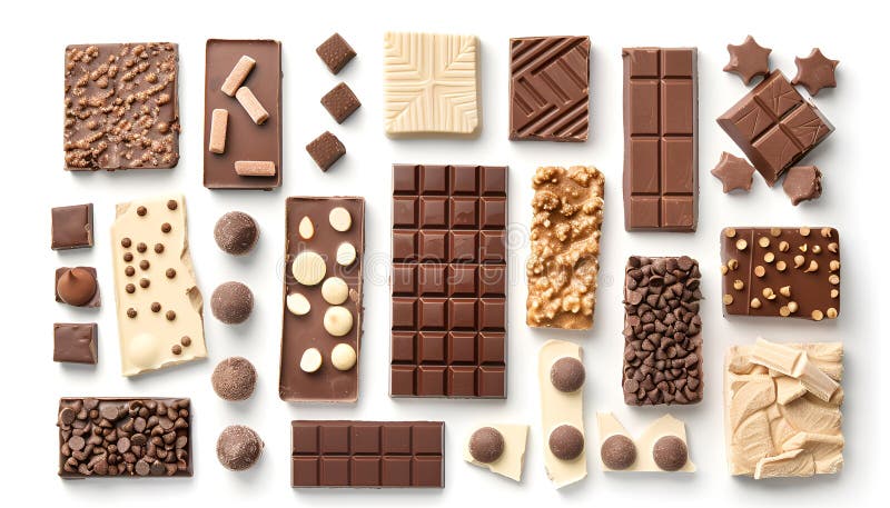 Set with Many Yummy Chocolate Bars Isolated on White Stock Photo ...