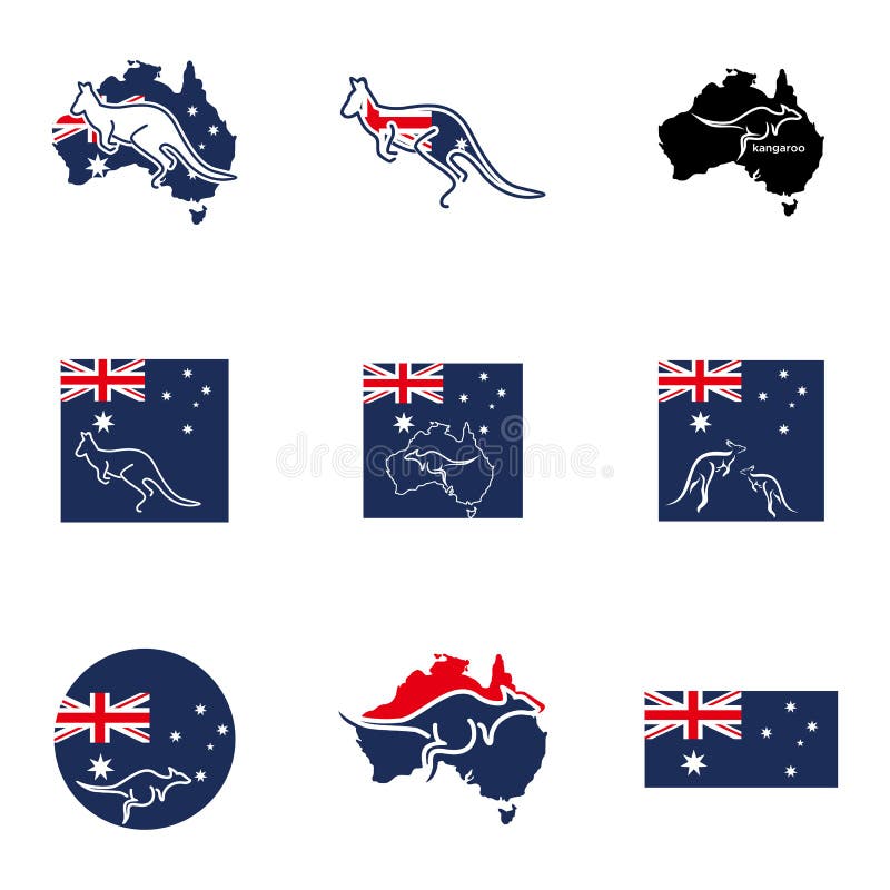 Set Map of Australia Flag Country Map Stock Vector - Illustration of ...