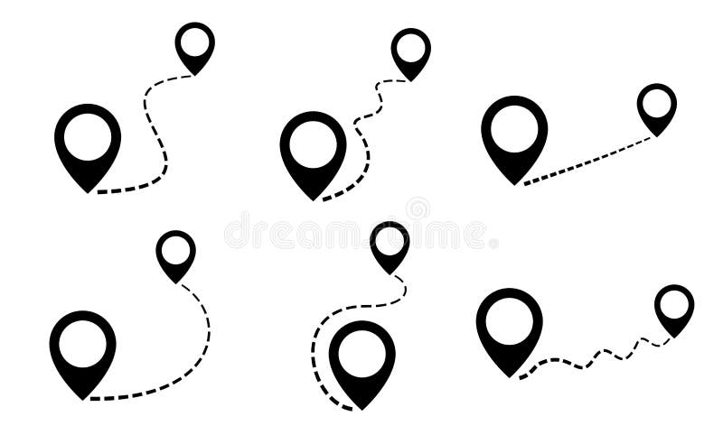 Set Map Distance Measuring Icon, Pin Map Marker Pointer Sign, GPS ...