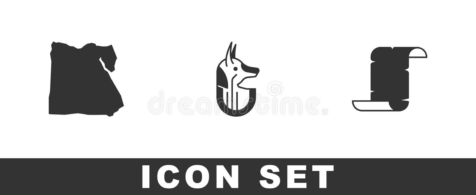 Set Map of Egypt, Egyptian Pharaoh, Eye Horus, Cross Ankh, Sun and Icon ...