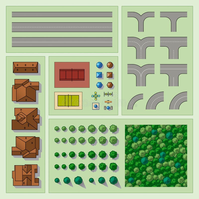 Set of map elements stock vector. Illustration of environment - 11888341