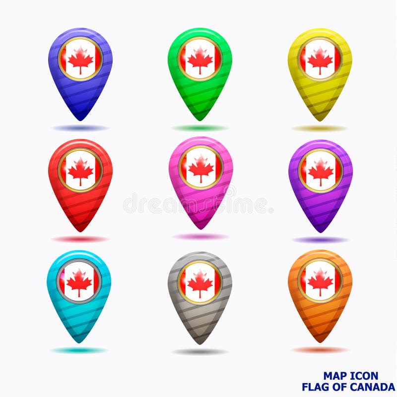 Canada Flag Icon Map Pointer Stock Illustrations – 368 Canada Flag Icon ...