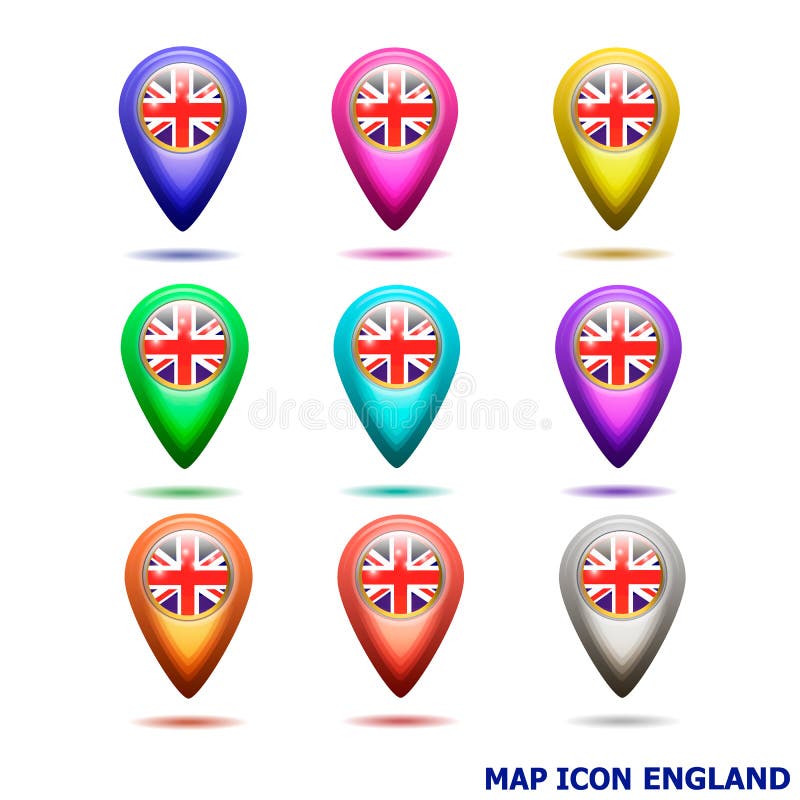 England Map with Location Pointer Marks. Stock Vector - Illustration of ...