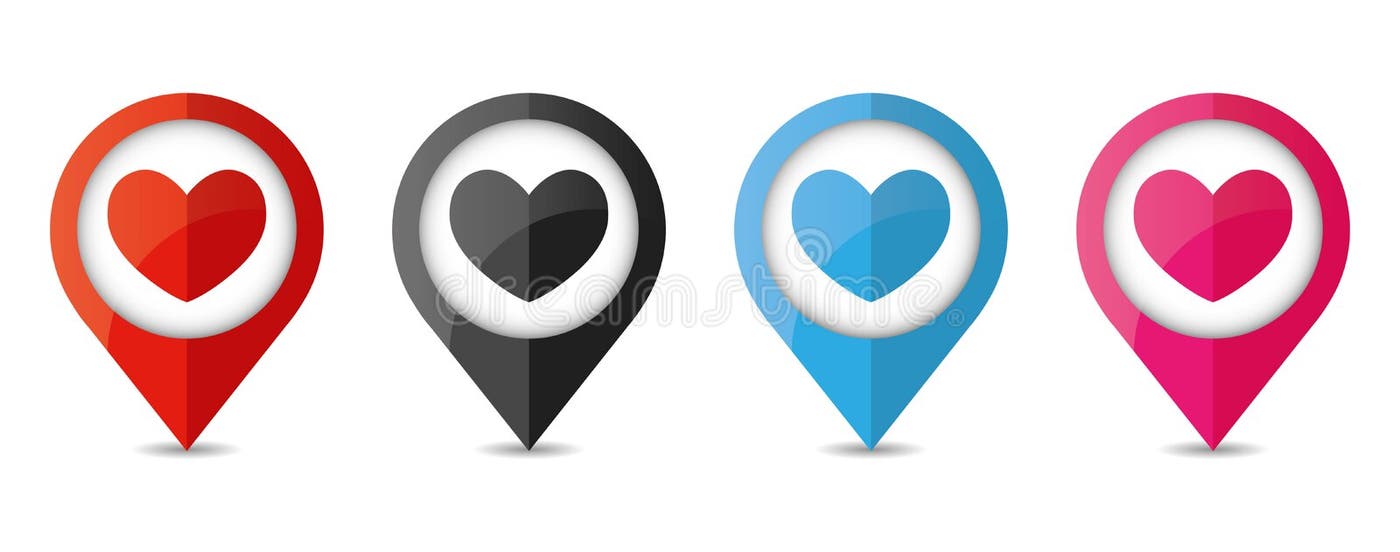 Map Pointer Icon Heart Stock Illustrations – 7,245 Map Pointer Icon ...