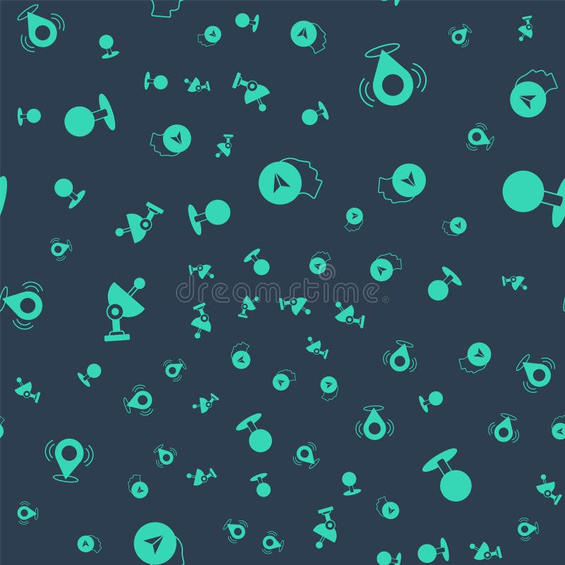 Set Map Marker with Human, Pin, Radar and Push on Seamless Pattern ...