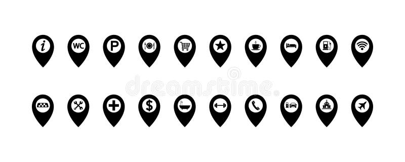 Set of Map Marker Pointer. Point Tag. Map Place Stock Illustration ...
