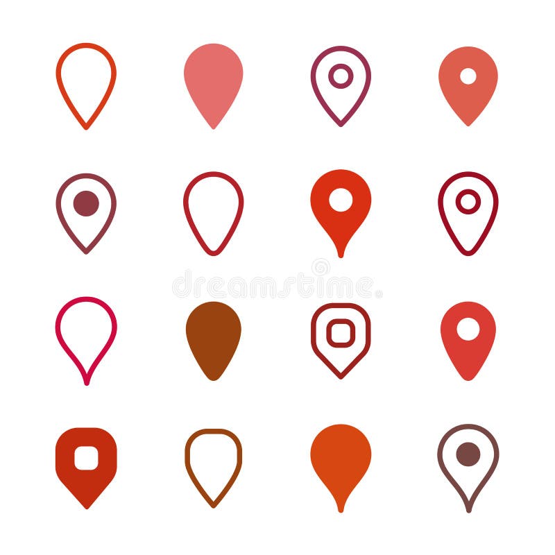 Set of map markers stock vector. Illustration of color - 51749257