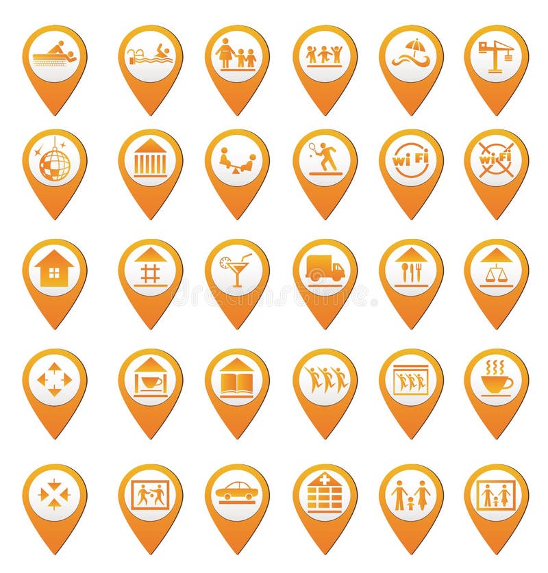 Set of map markings stock vector. Illustration of kindergarten - 75866791