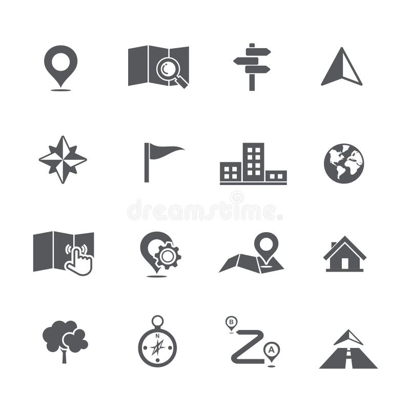 Set of Map Navigation Icon Vector Illustration Stock Vector ...