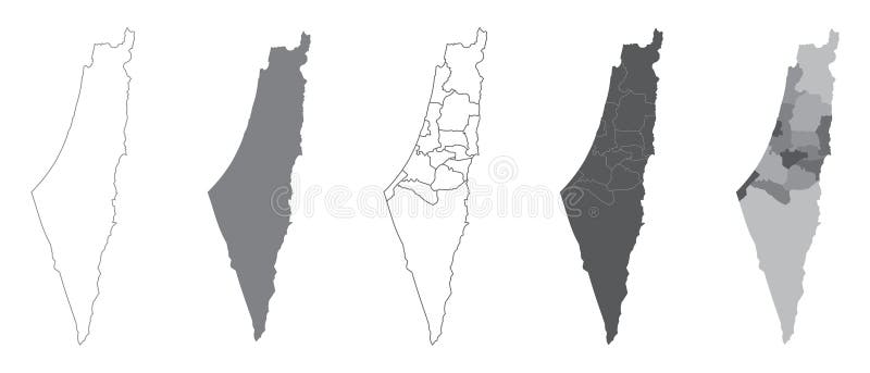 Set Map of Palestine. Detailed Map of Palestine. Grey Silhouette ...
