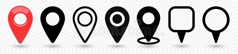 Set of Map Pin Icon, Isolated on Transparent Background, Vector ...
