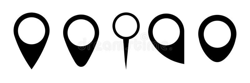 A Set of Map Pin Icons in Various Shapes. Location Pointers Stock Illustration - Illustration of ...