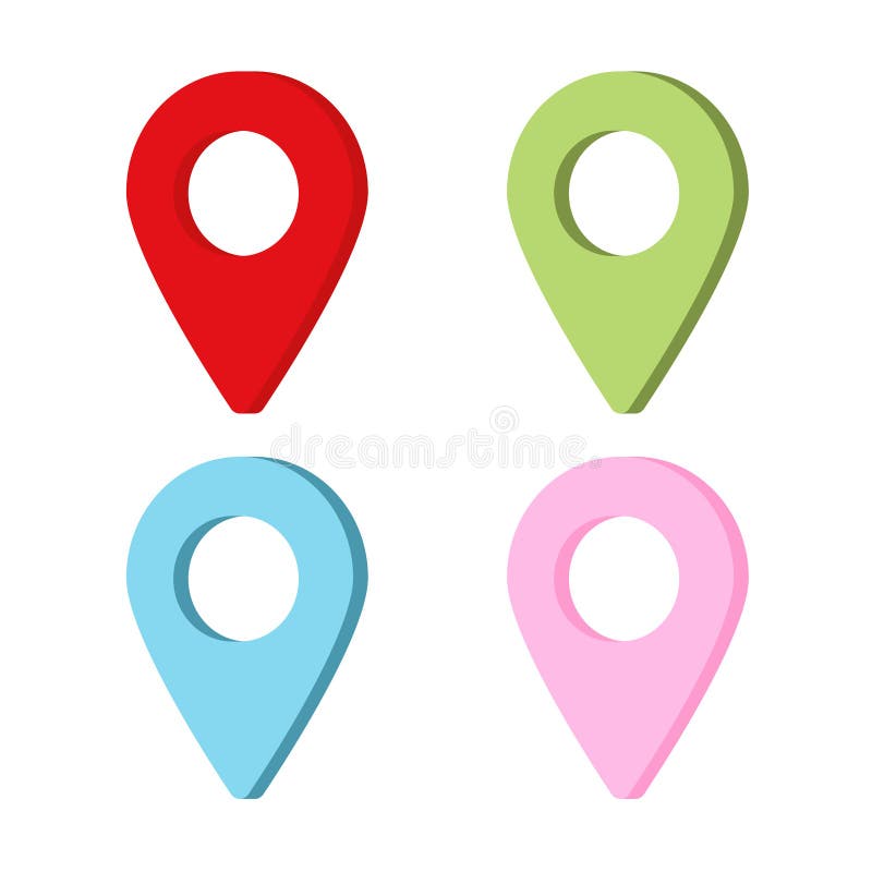 Set of Map Loccation Pins Color Vector Stock Illustration ...