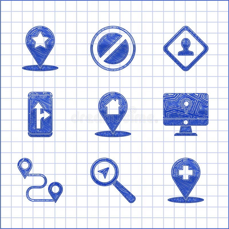 Set Map Pointer with House, Search Location, Medical Map Cross Hospital ... Set Map Pointer with House, Search Location, Medical Map Cross Hospital ...