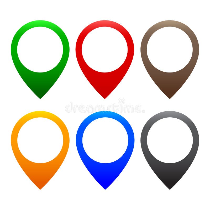 Set of Color Map Markers on Transparent Checkered Background. Stock ...