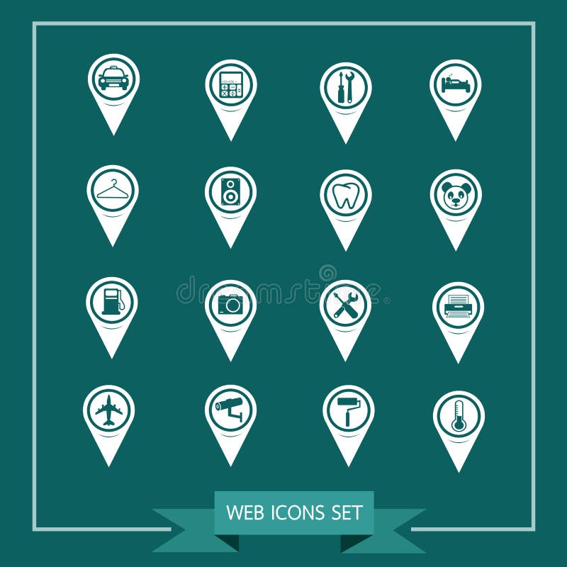 Set of Map Pointer Icons for Website and Communication Stock Vector ...