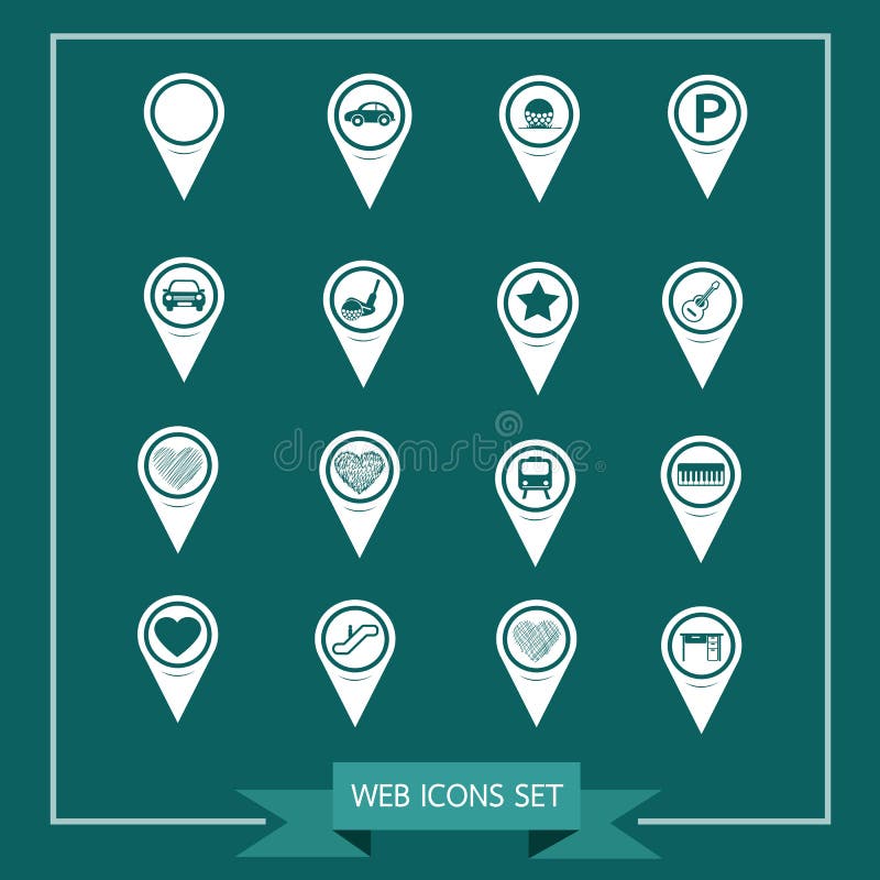 Set of Map Pointer Icons for Website and Communication Stock Vector ...