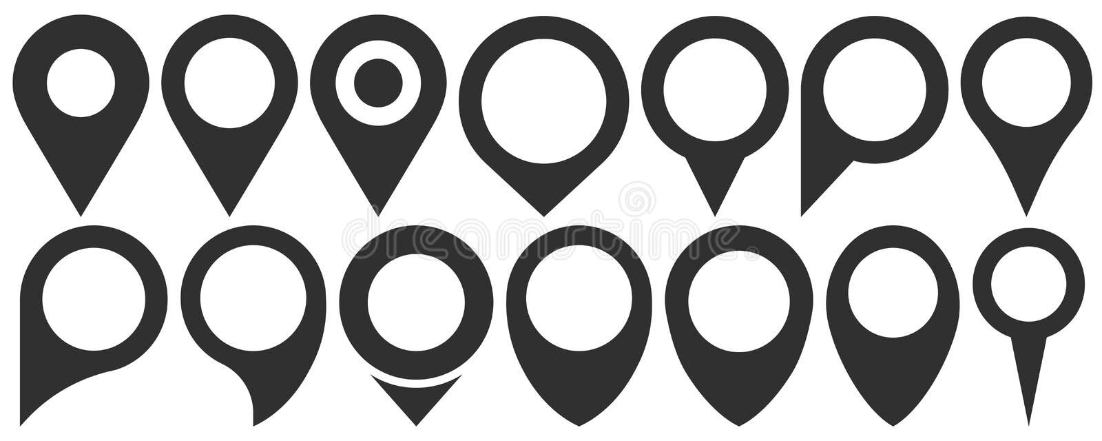 Set of Map Pointer. Location Symbols. Web Location Point Icon, Pointer Arrow Mark Stock Vector ...