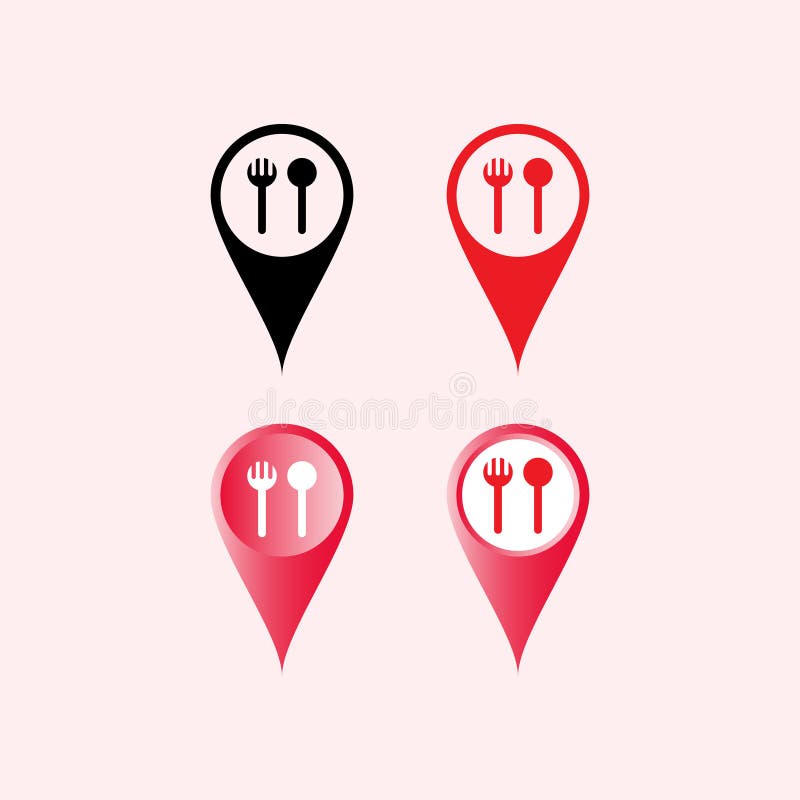 A Set of Restaurant Pointer Maps. for the Restaurant Icon Stock Vector ...