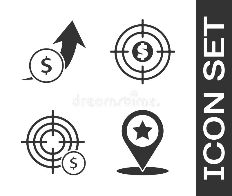 Set Map Pointer with Star, Financial Growth and Coin, Target with ...
