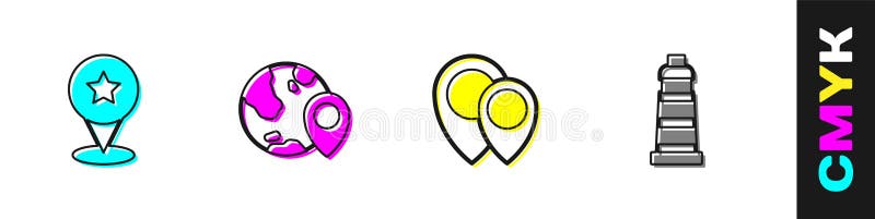 Set Map Pointer with Star and Folded Map with Location on Seamless Pattern. Vector. Stock Vector ...