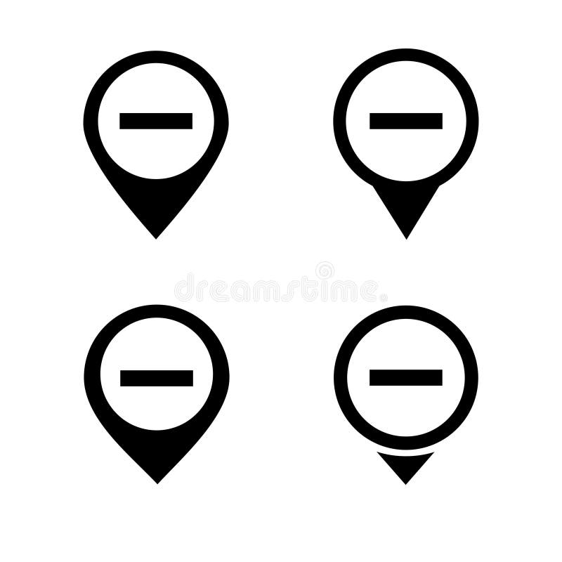 Set of Map Pointer with Stop Icon. Prohibited Location. Do Not Enter ...