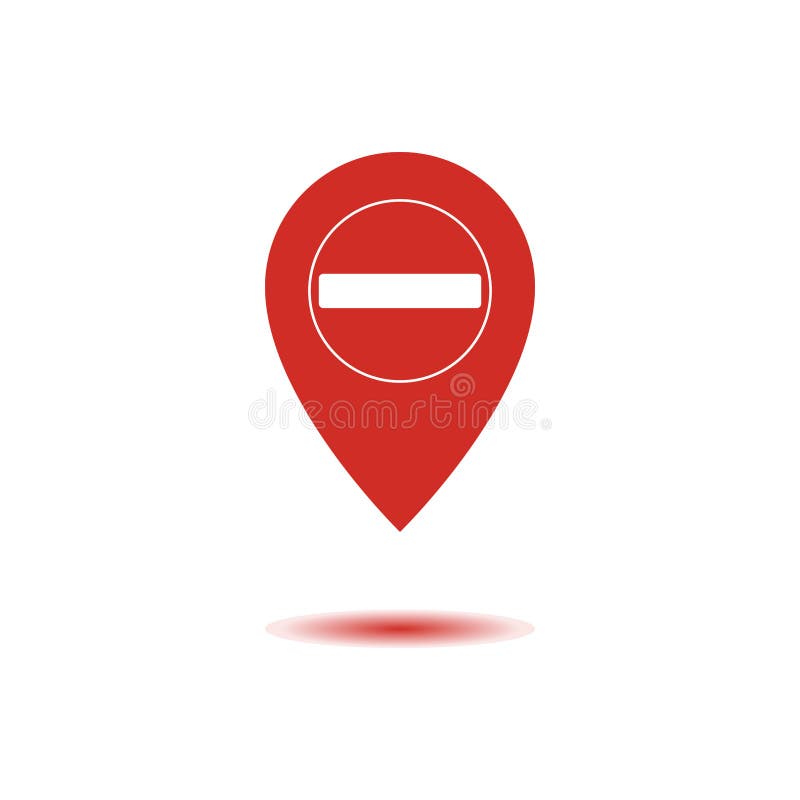 Set of Map Pointer with Stop Icon. Red Map Pin. Prohibited Location. Do ...