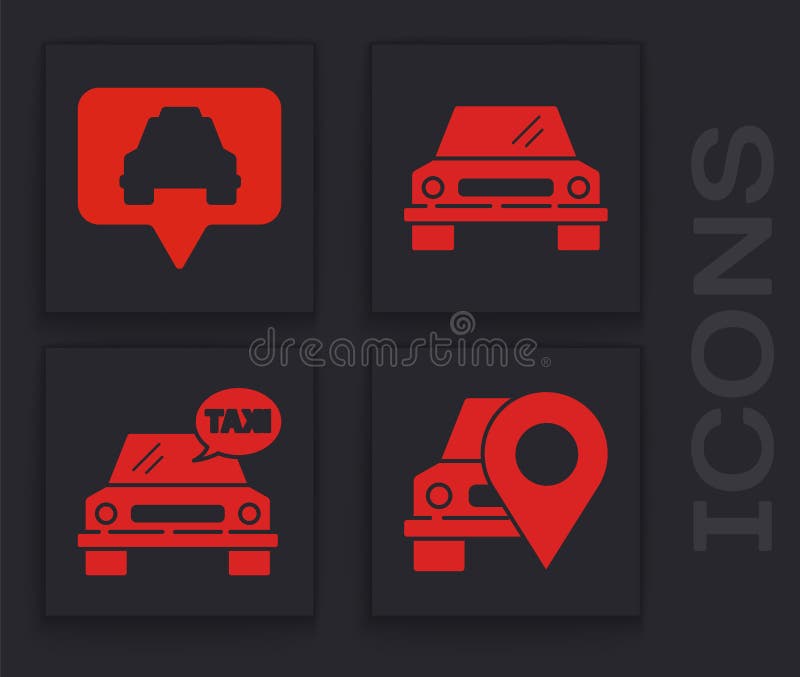 Set Map Pointer with Taxi, Map Pointer with Taxi, Car and Taxi Car Icon ...