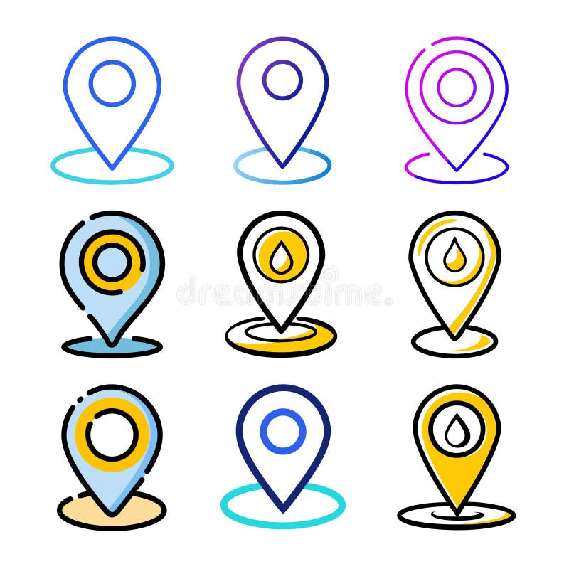 Set of Map Pointers. Set of Round Pointers. Map Pointers with Pins Stock Vector - Illustration ...