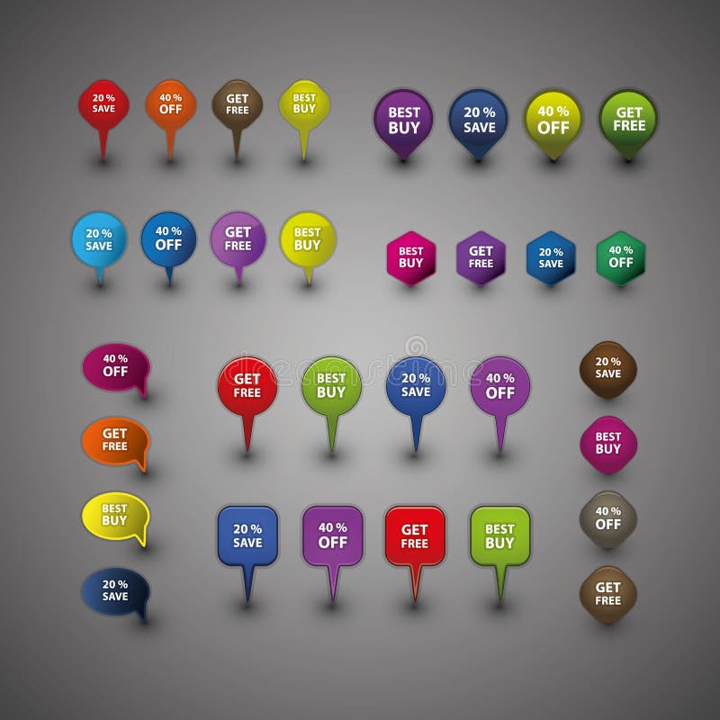 Set of 32 Map Signs - Colorful Clipart Collection Stock Vector ...