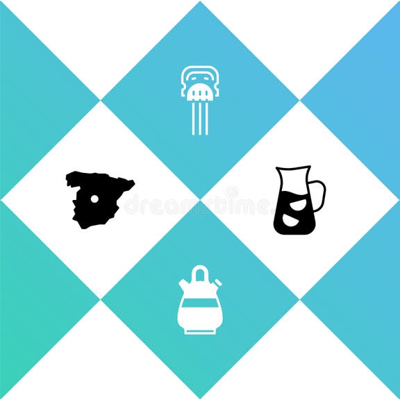 Set Map of Spain, Sangria Pitcher, Peineta and Icon. Vector Stock ...