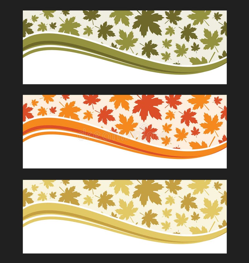 Set of Maple Leaves Header, Banner. Autumn Design Stock Vector ...