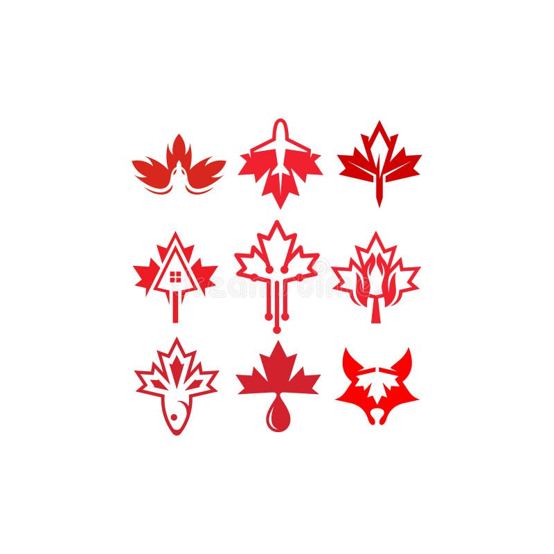 Set Maple Logo Design Vector Template, Elegant Simple Minimalist Design ...