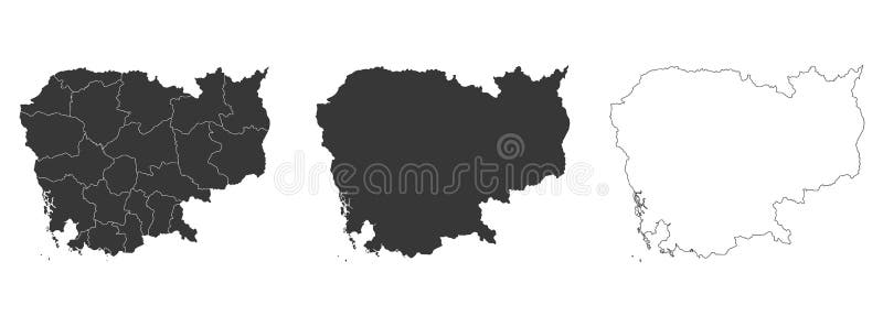 Set of 3 Maps of Cambodia - Vector Illustrations Stock Vector ...