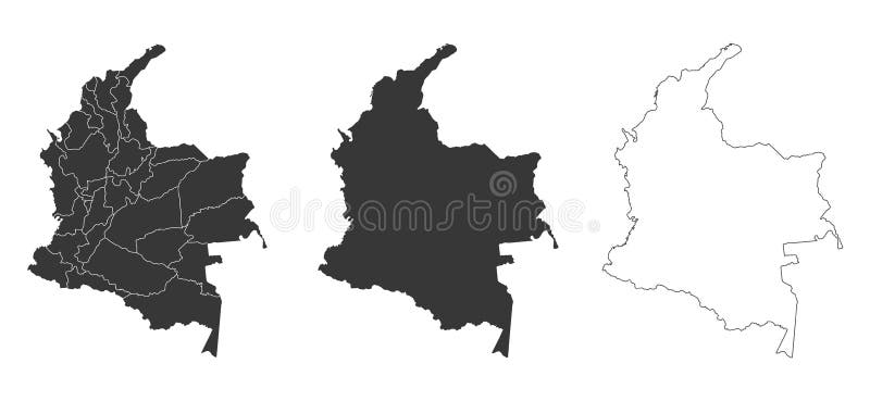 Set of 3 Maps of Colombia - Vector Illustrations Stock Vector ...