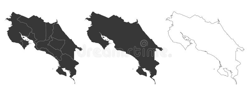 Set of 3 Maps of Costa Rica - Vector Illustrations Stock Vector ...