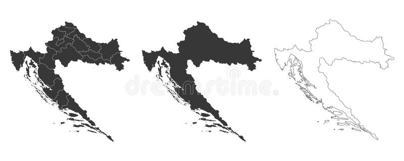 Set of 3 Maps of Croatia - Vector Illustrations Stock Vector ...