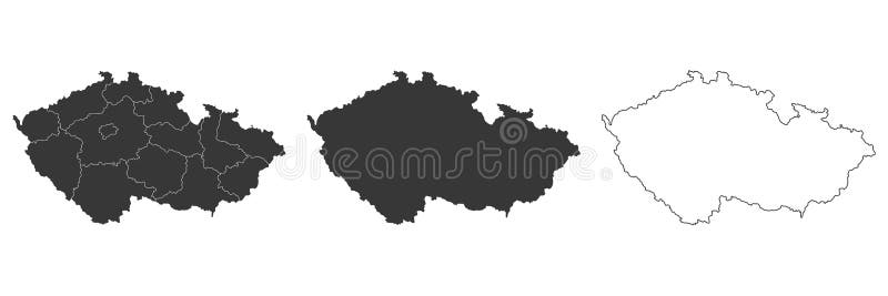 Set of 3 Maps of Czech Republic - Vector Illustrations Stock Vector ...