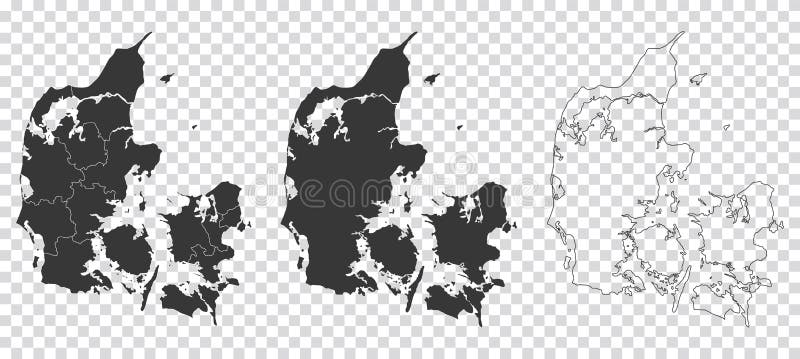 Set of 3 Maps of Denmark - Vector Illustrations Stock Vector ...