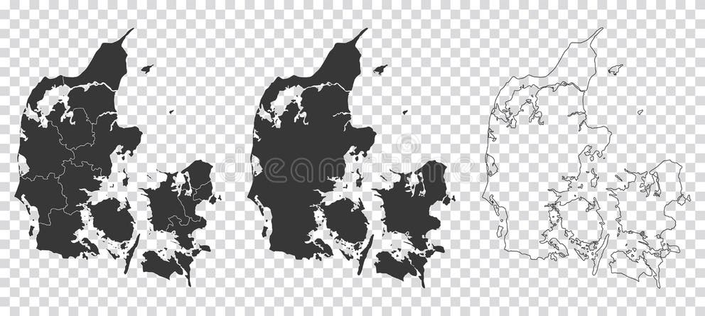 Set of 3 Maps of Denmark - Vector Illustrations Stock Vector ...