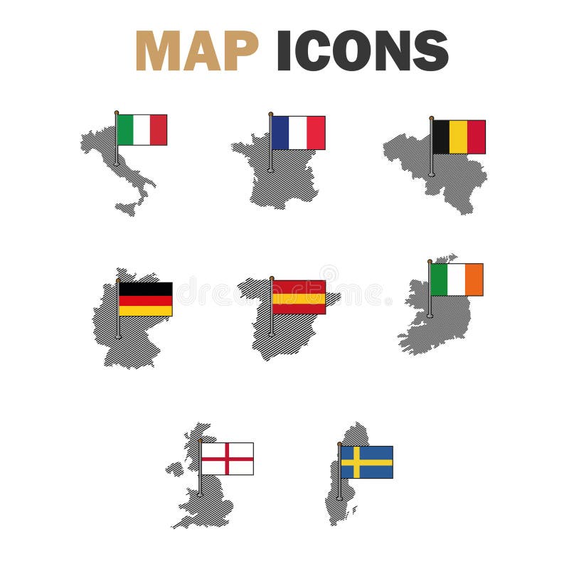 Set of Maps with Flags. Vector Stock Vector - Illustration of country ...