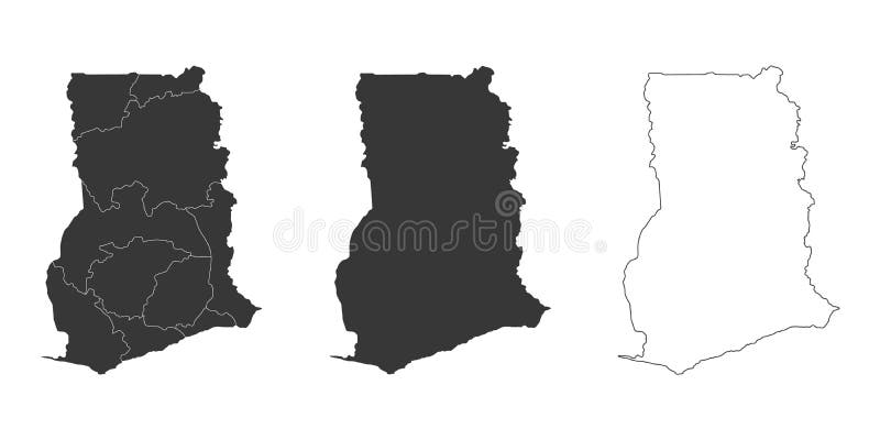 Set of 3 Maps of Ghana - Vector Illustrations Stock Vector ...