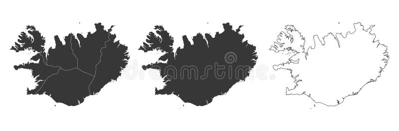 Set of 3 Maps of Iceland - Vector Illustrations Stock Vector ...