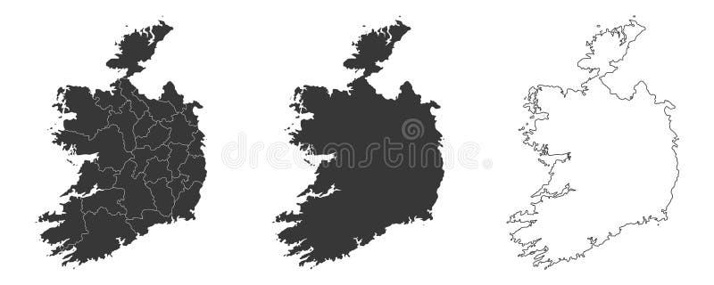 Set of 3 Maps of Ireland - Vector Illustrations Stock Vector ...